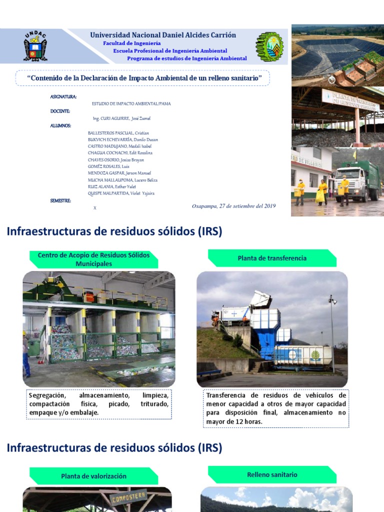 DIA - Infraestructura de Residuos Sólidos | PDF | Residuos | Vertedero