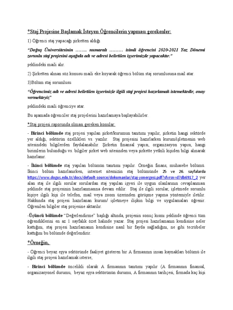 Staj Projesi Hk. | PDF