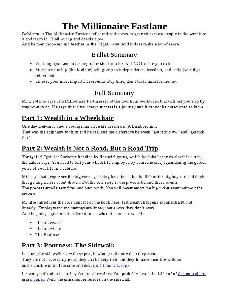 The Millionaire Fastlane | PDF | Economies