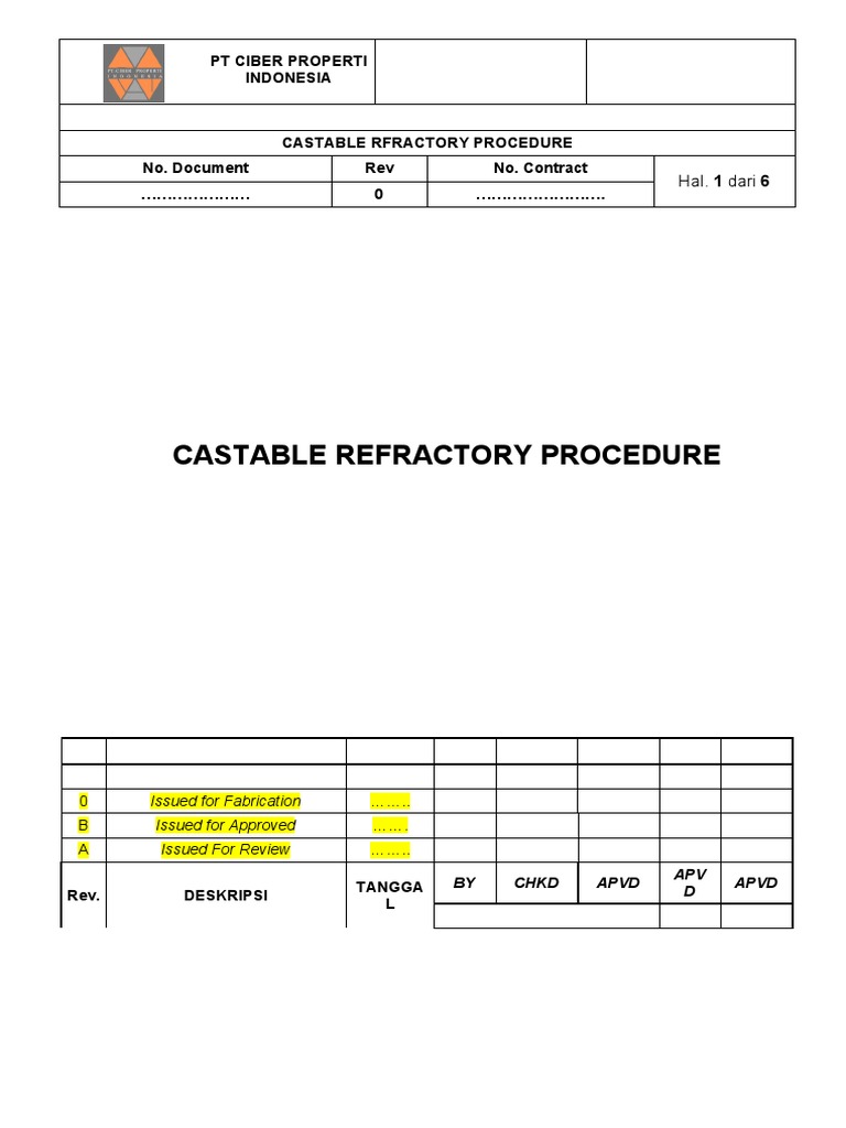 Castable Refractory Procedure | PDF