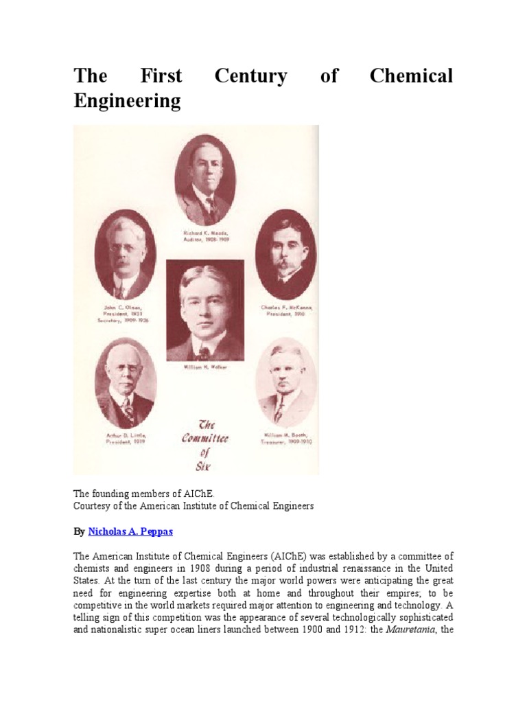 The First Century of Chemical Engineering | PDF | Engineering ...
