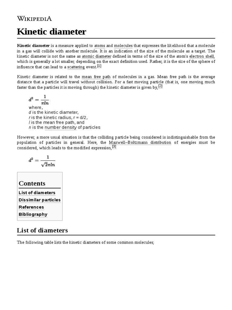 Kinetic Diameter | PDF | Physical Sciences | Industrial Gases