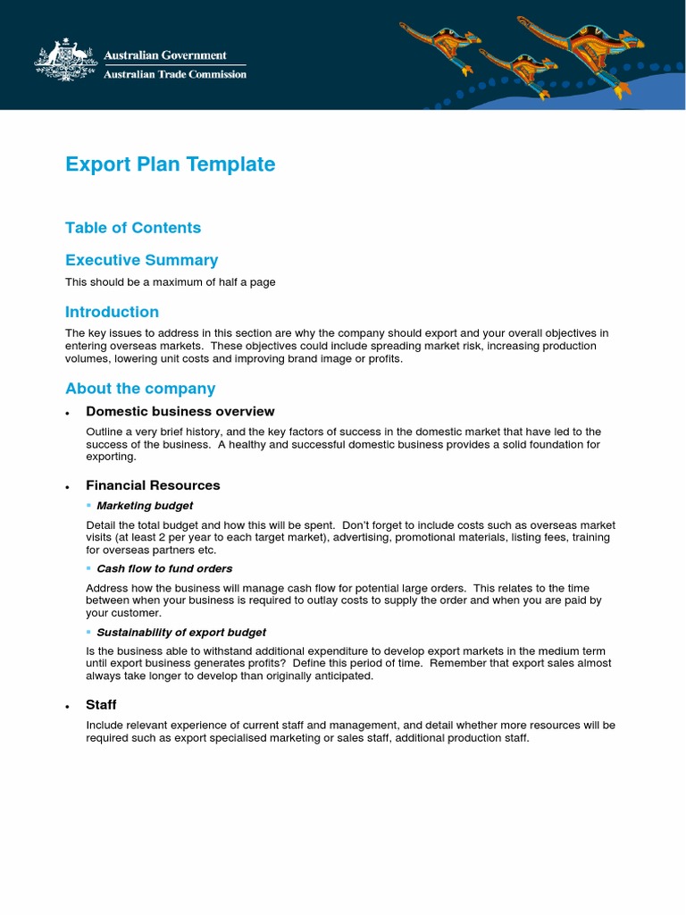 Export Plan Template: Executive Summary | PDF | Exports | Pricing
