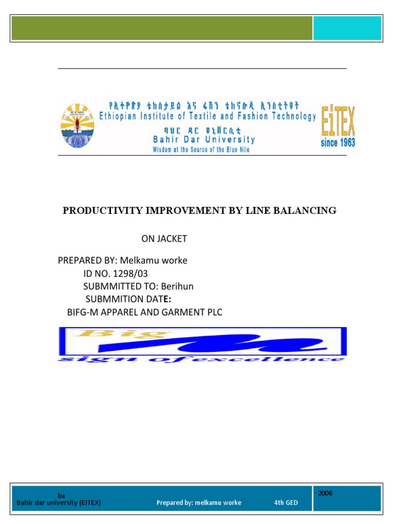 Productivity Improvement by Line Balancing On Jacket | PDF | Clothing ...
