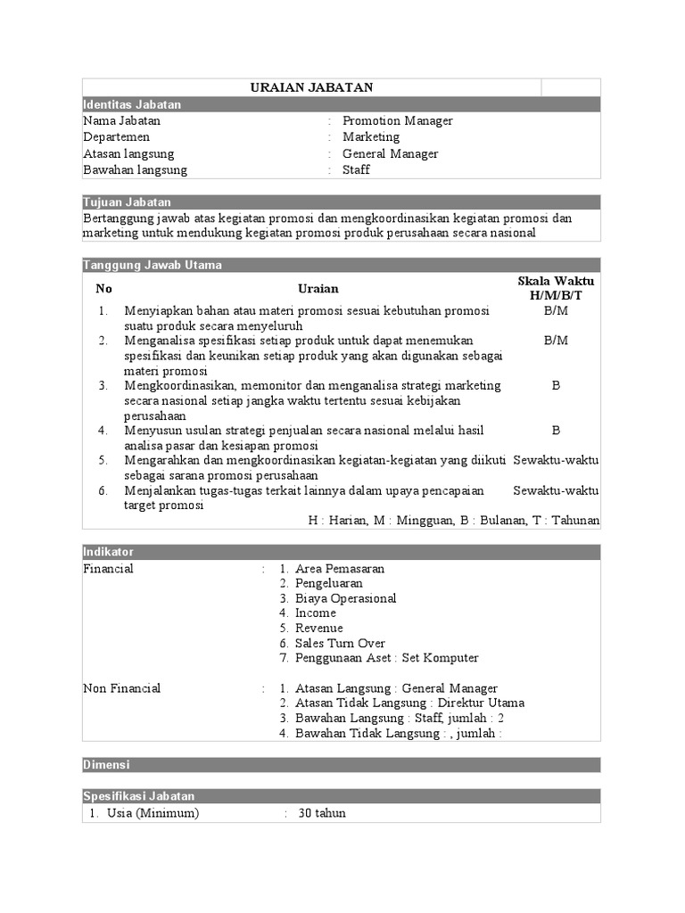 JobDesc Promotion Manager | PDF