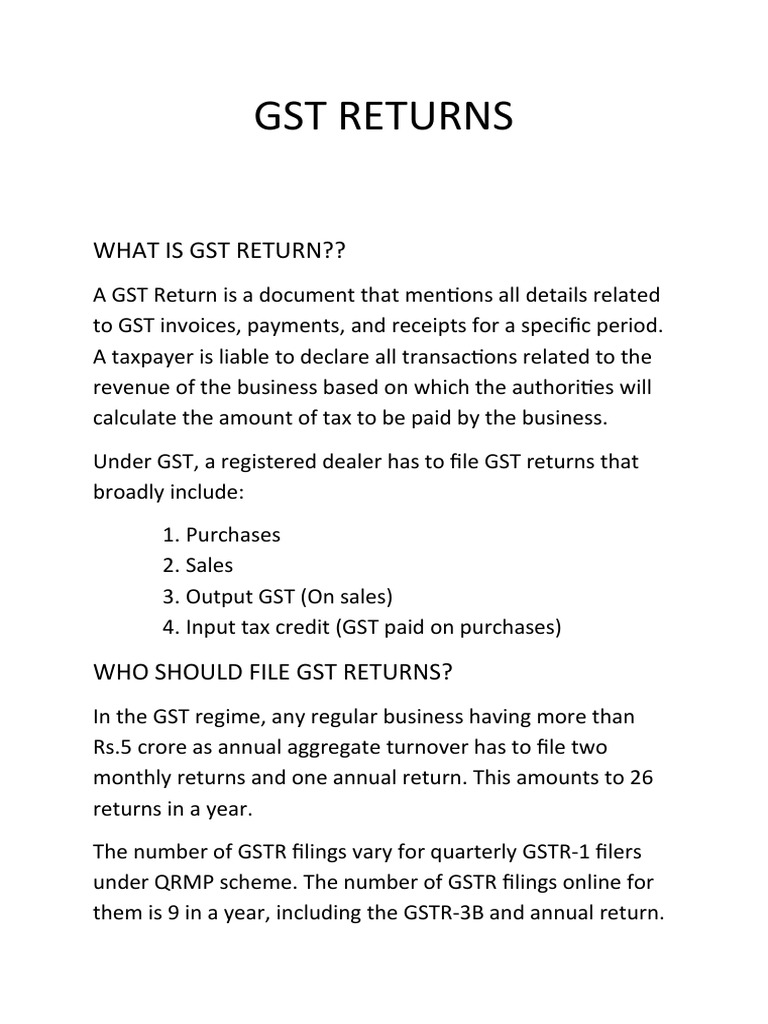 Everything You Need to Know About GST Returns | PDF | Value Added Tax ...