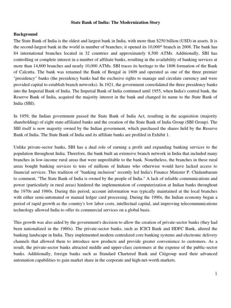 Case Study - SBI - Implementation of TCS Bancs | PDF | Banks | Economies