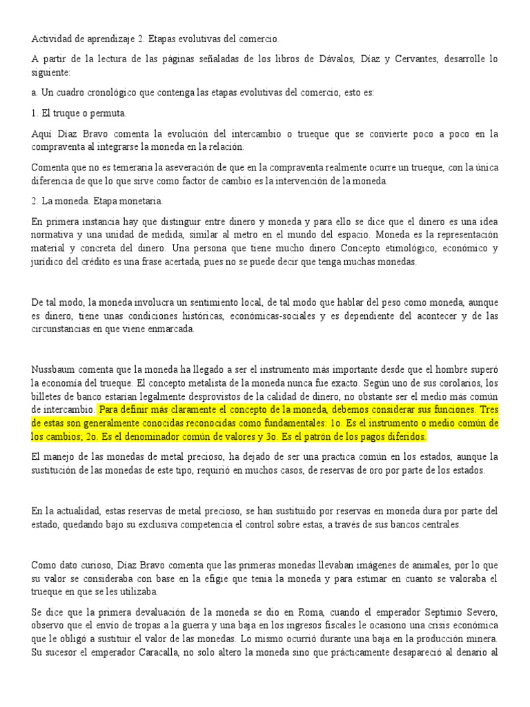 Etapas Evolutivas Del Comercio | Descargar gratis PDF | Dinero | Monedas