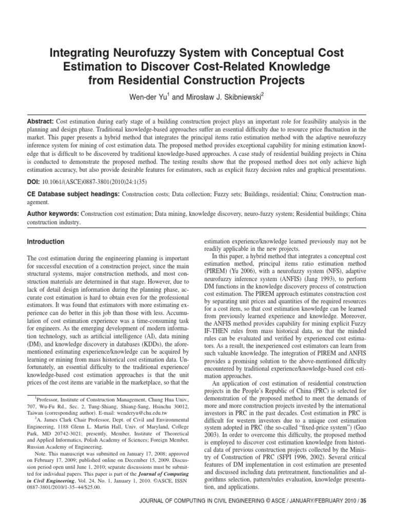 Integrating Neurofuzzy System With Conceptual Cost Estimation ... Integrating Neurofuzzy System With Conceptual Cost Estimation ...