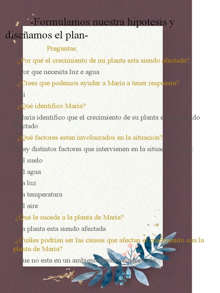 Indagación sobre el crecimiento de plantas | PDF | Agua | Hipótesis