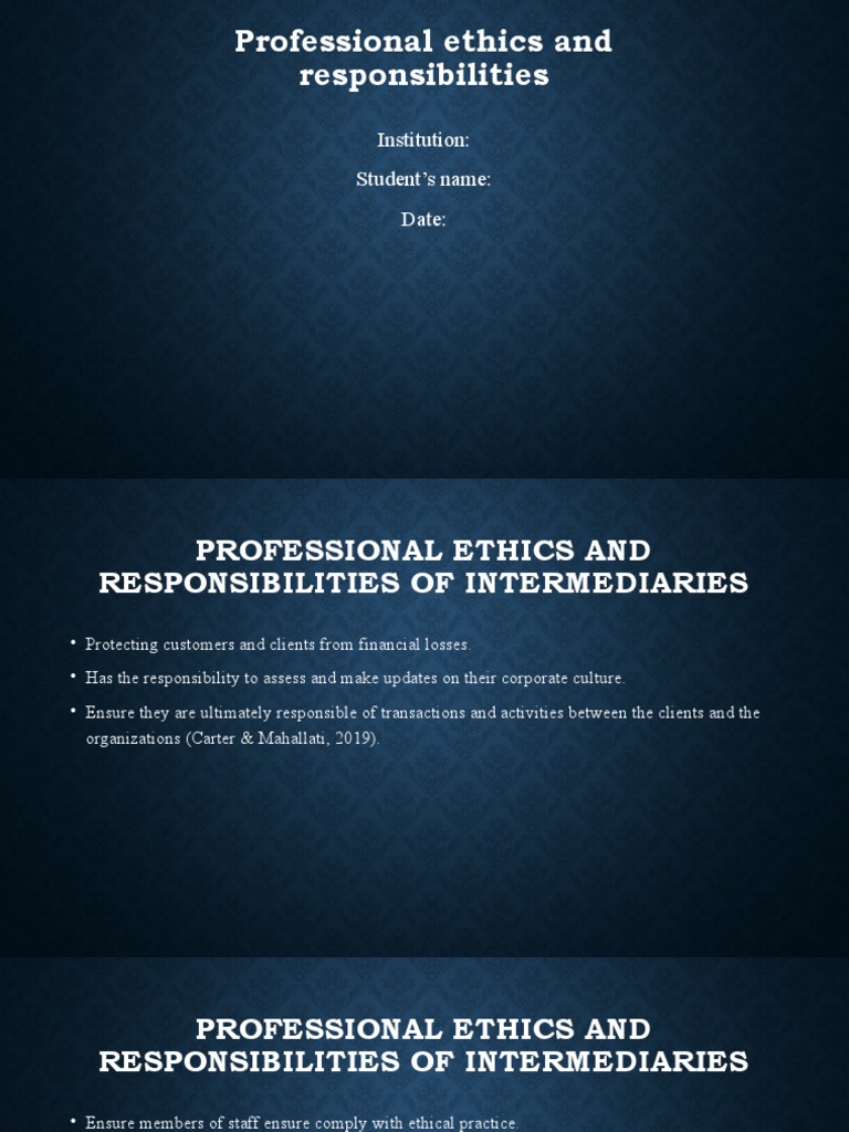 Intermediaries' Professional Ethics Guide | PDF | Employment ...