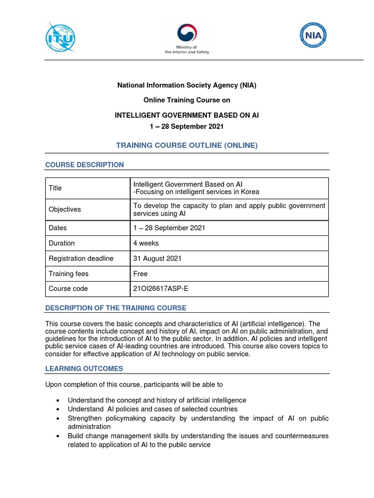 Course Outline - NIA - Intelligent Government Based On AI - Vfinal ...
