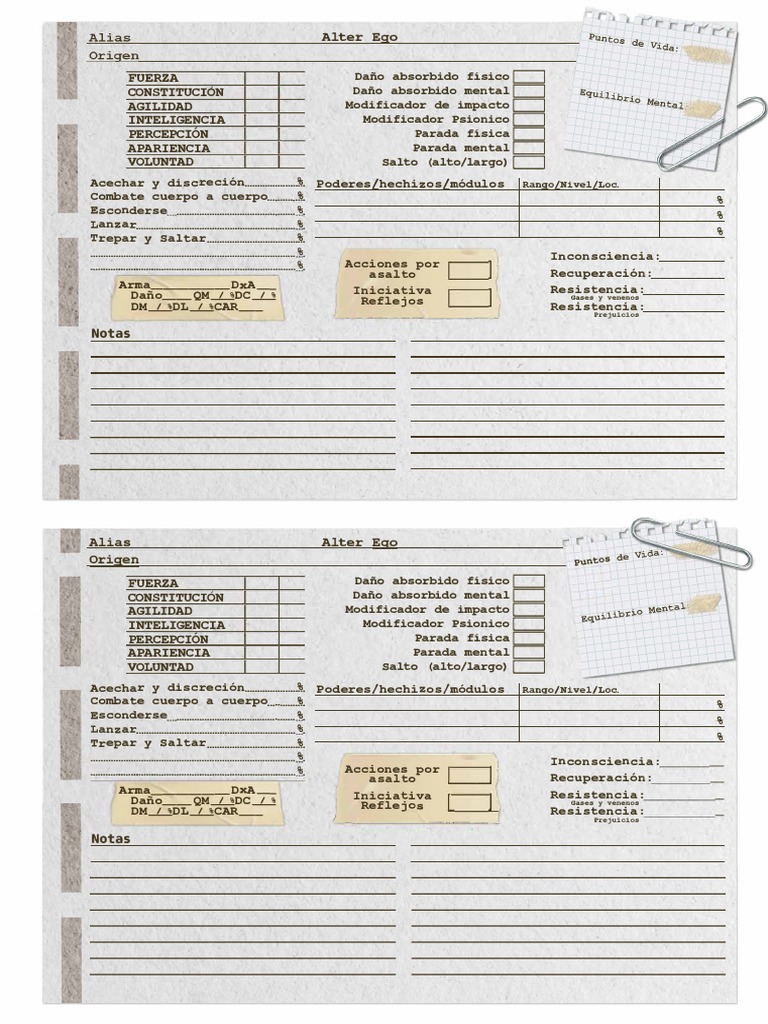 Ficha Editable de NPCs | PDF