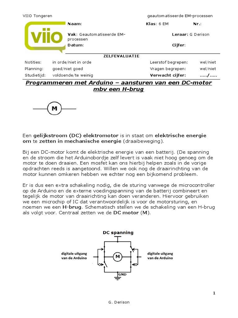 Klastaak Programmeren Met Arduino-Aansturen DC Motor DMV H-Brug | PDF