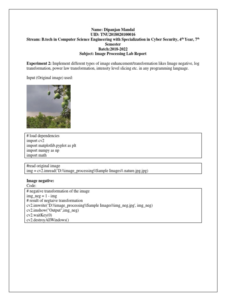 Dip Lab Report | PDF | Imaging | Computer Engineering