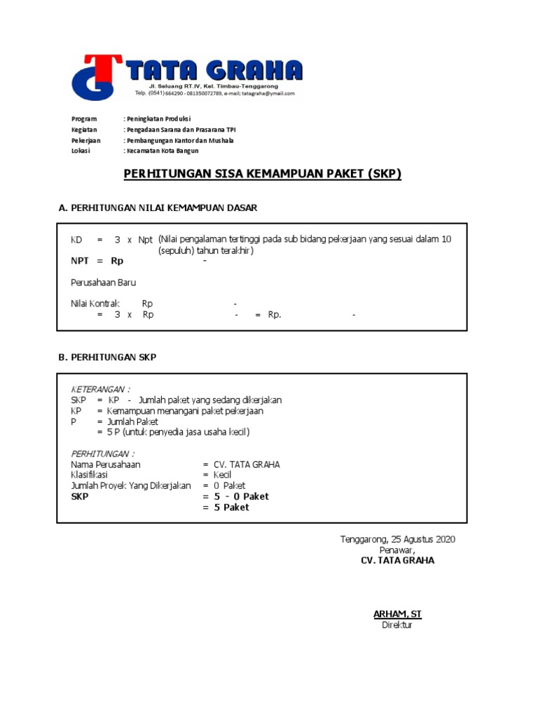 Perhitungan Sisa Kemampuan Paket (SKP) | PDF