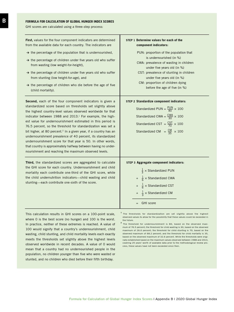 Step 1: Formula For Calculation of Global Hunger Index Scores | PDF ...