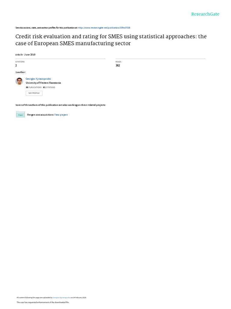 Statistical Analysis of Credit Risk for European SME Manufacturing ...