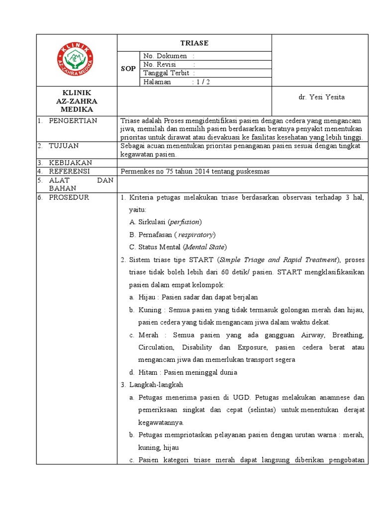 Sop Triase | PDF