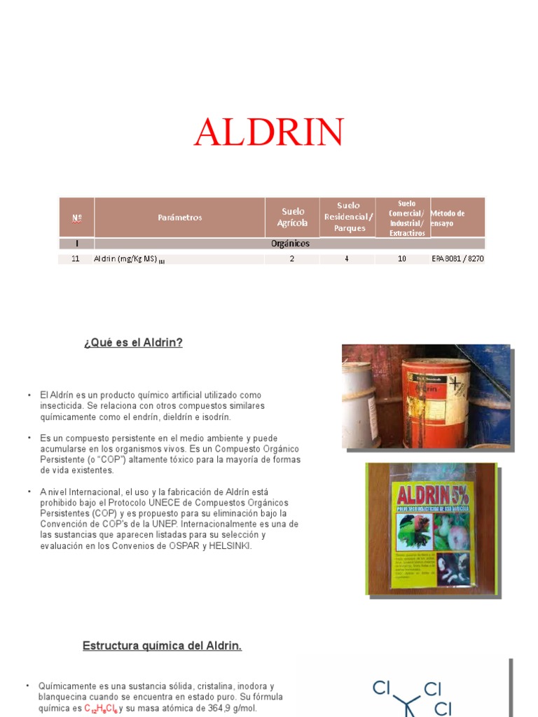 Aldrín: Insecticida y sus riesgos ambientales | PDF | Cloro ...