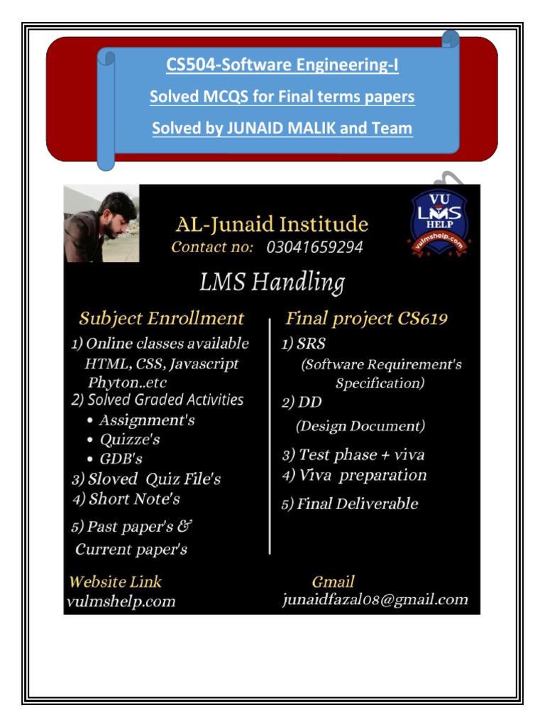 CS504 Solved MCQs Final Term by JUNAID | PDF | Software Testing | C ... CS504 Solved MCQs Final Term by JUNAID | PDF | Software Testing | C ...