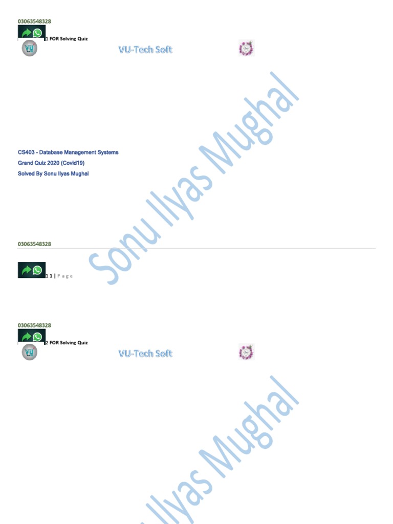 CS403 Grand Quiz 2020 sOLVED | PDF CS403 Grand Quiz 2020 sOLVED | PDF