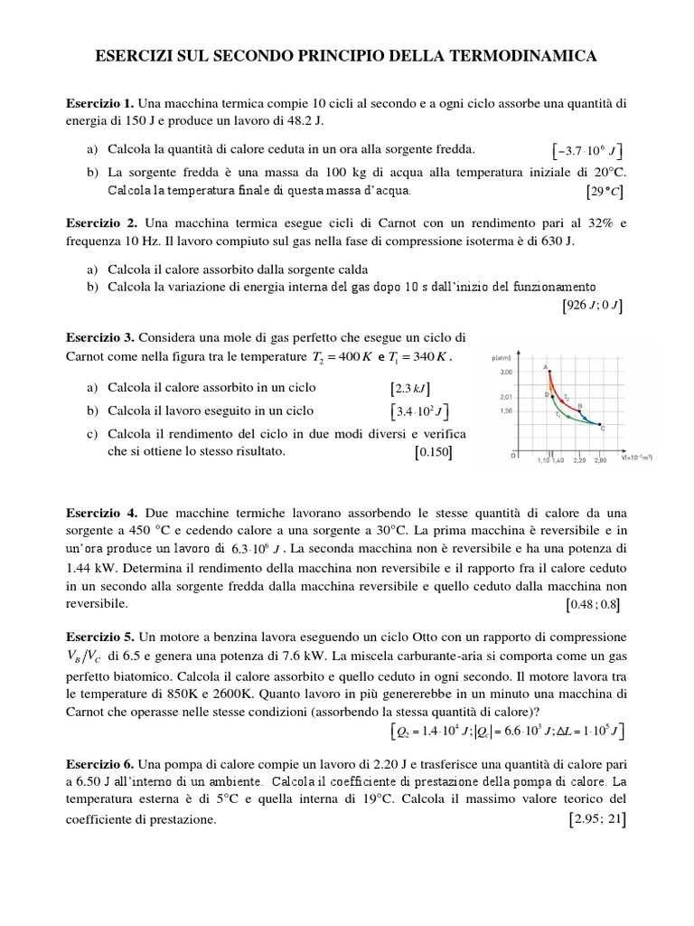 Esercizi Sul Secondo Principio Della Termodinamica | PDF