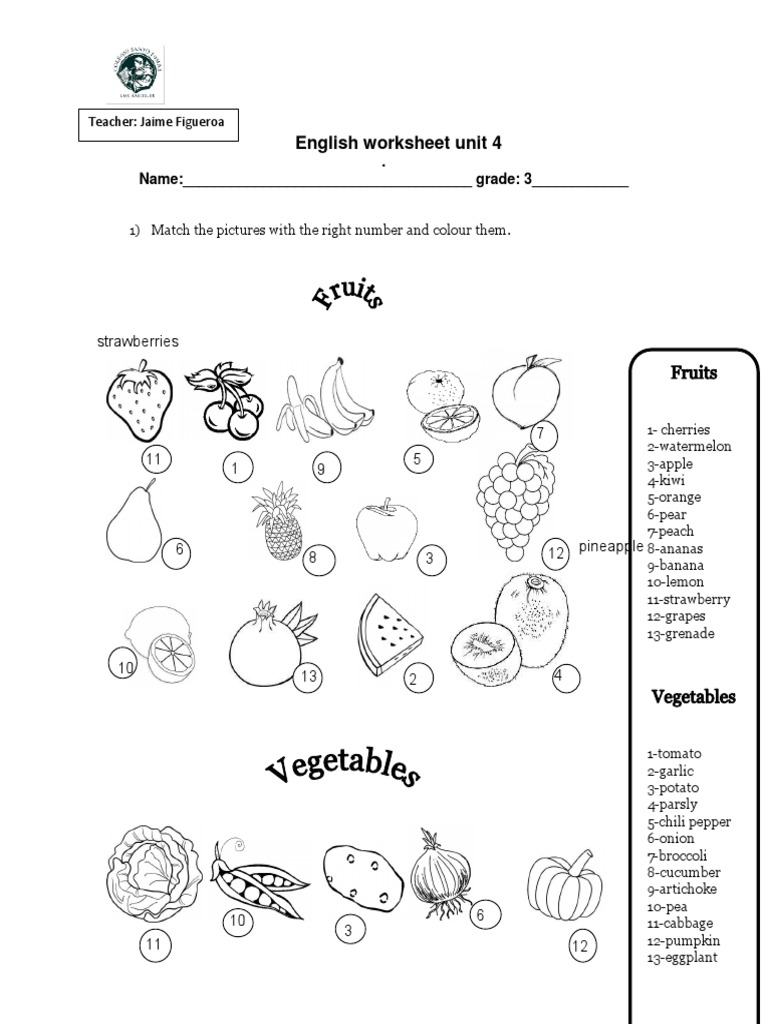 English Worksheet Unit 4: - Name: - Grade: 3 | Download Free PDF ...