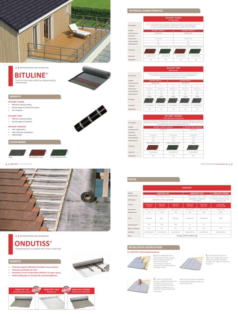 Bituline: Technical Characteristics | Download Free PDF | Roof | Asphalt