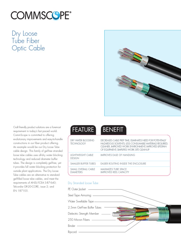 CommScope Dry Loose Tube Fiber | PDF | Optical Fiber | Materials
