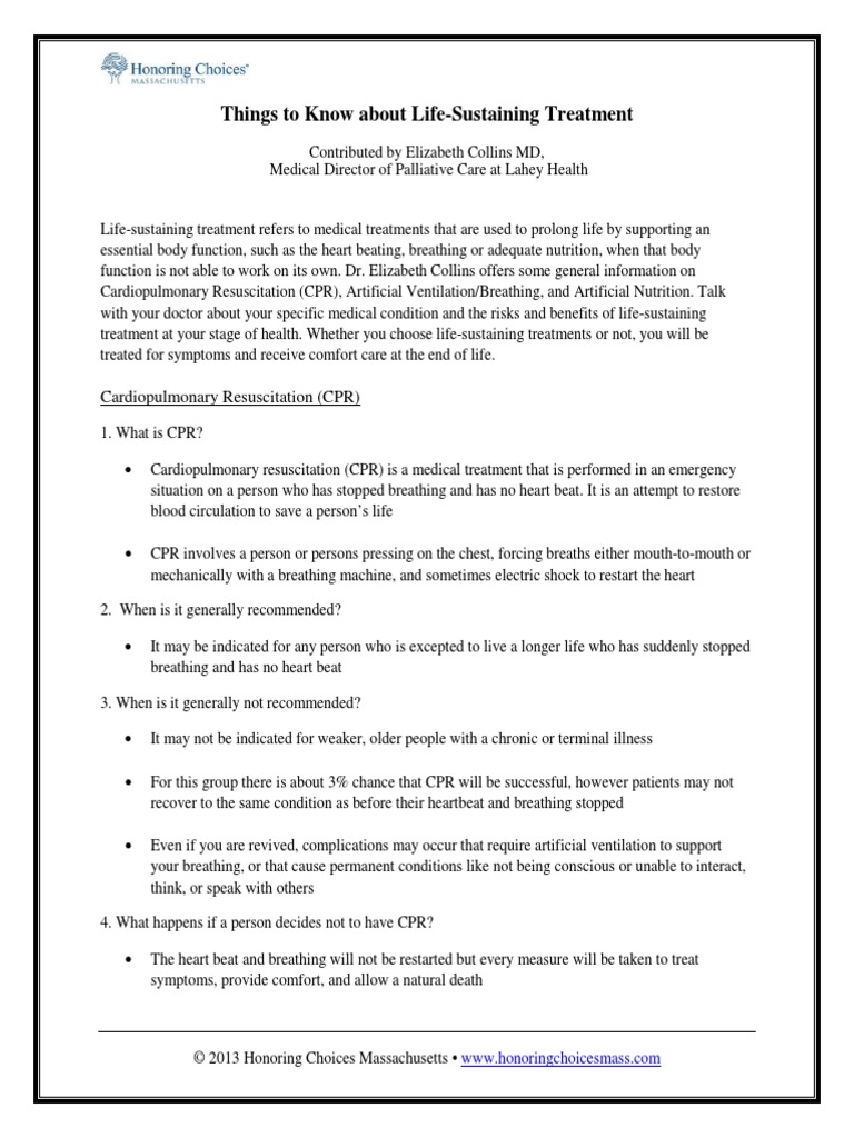 Things To Know About Life Sustaining Treatment4 | PDF | Cardiopulmonary ...