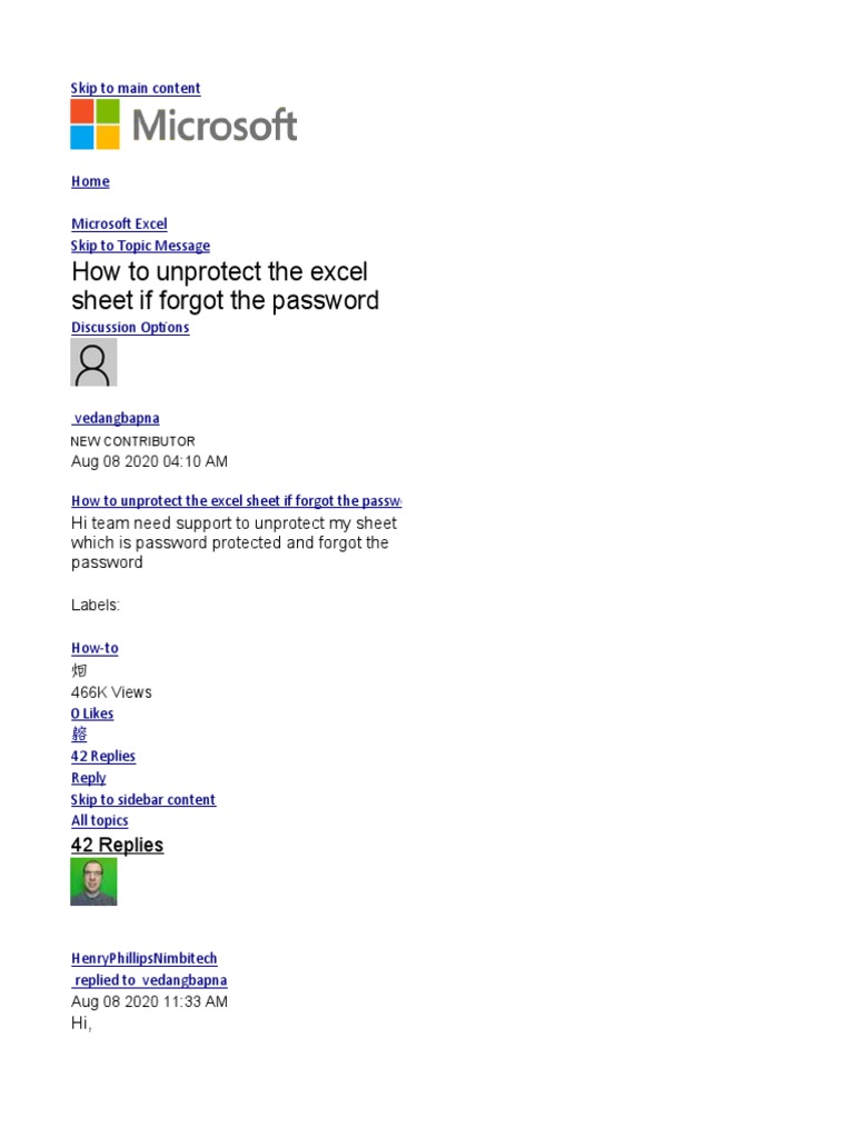 How To Unprotect The Excel Sheet If Forgot The Password: 42 Replies ...