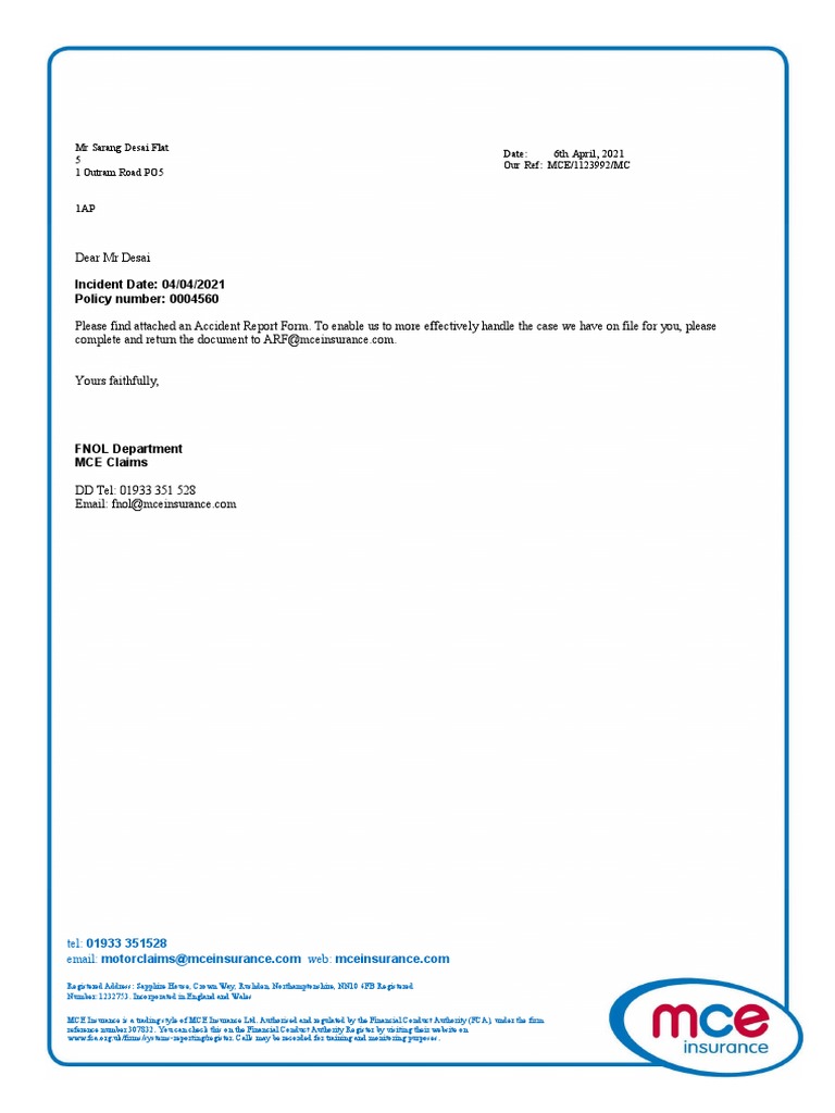 FNOL Accident Report Form 8547528 | PDF