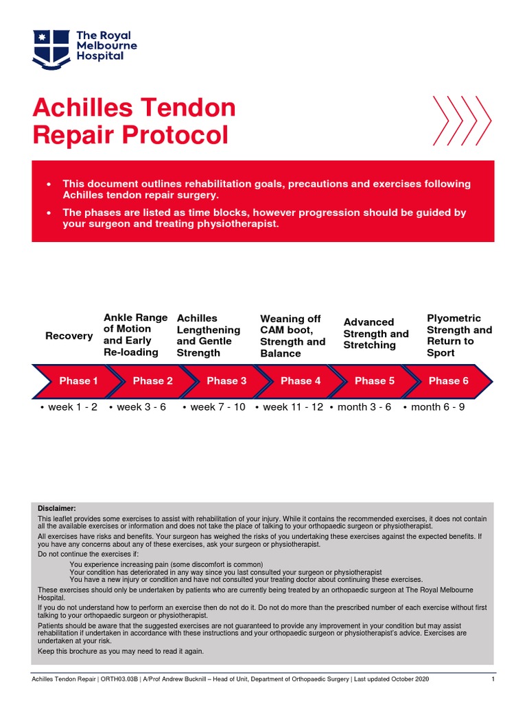 Achilles Repair Protocol | PDF | Anatomical Terms Of Motion | Foot