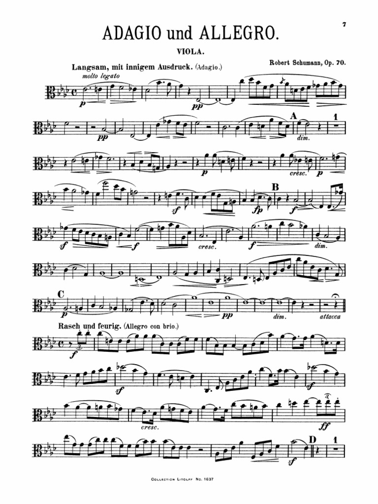 Robert Schumann, Adagio and Allegro, Viola Part | PDF