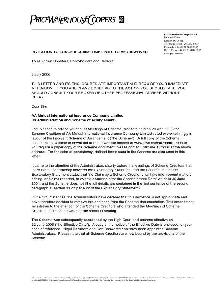 PWC Aamii Letter | PDF | Insurance | Pricewaterhouse Coopers