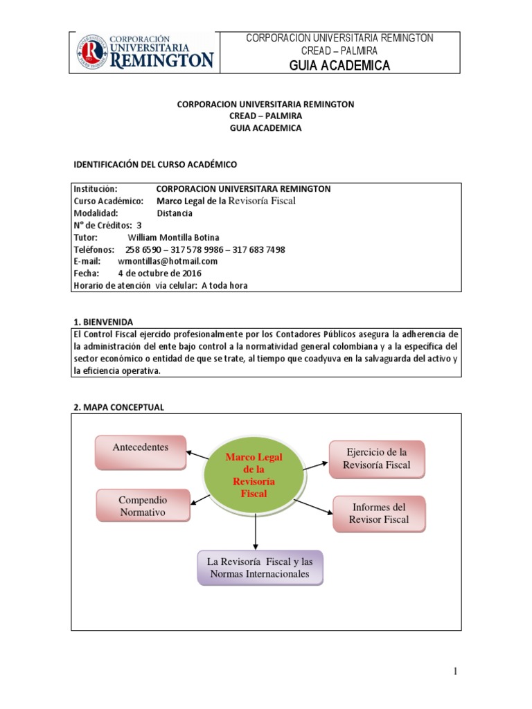 1 Guia Academica Marco Legal De La Revisoría Fiscal Pdf Auditoría
