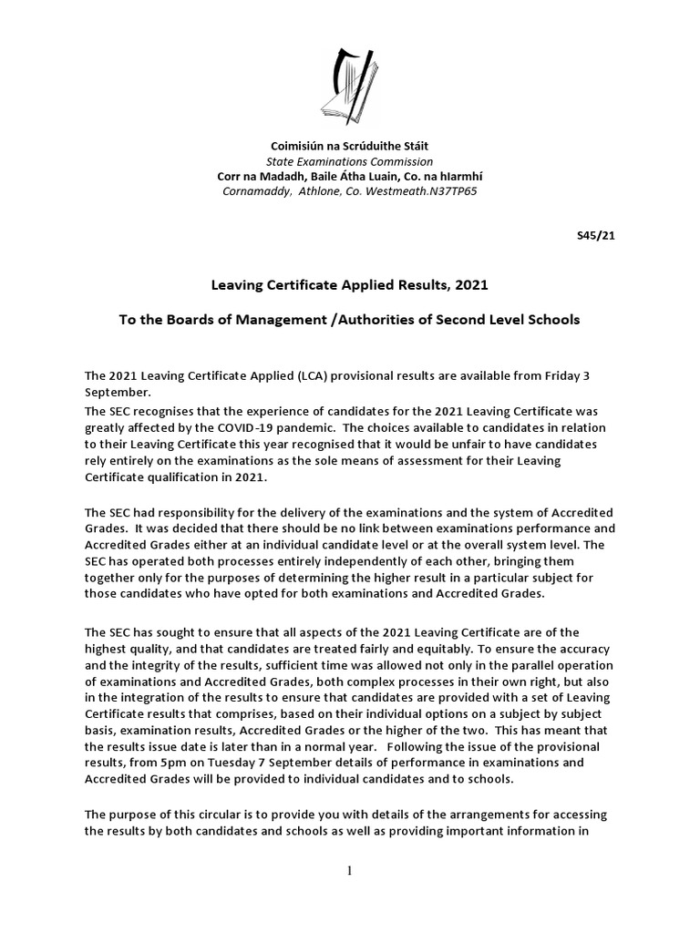 LCA 2021 Results Circular Final | PDF | Information Privacy | Test ...