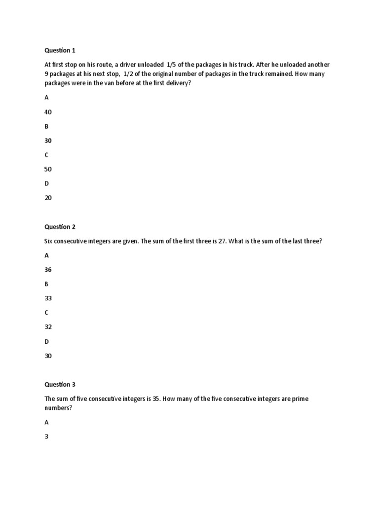Basic Math Sample Test | PDF | Odds | Mathematics