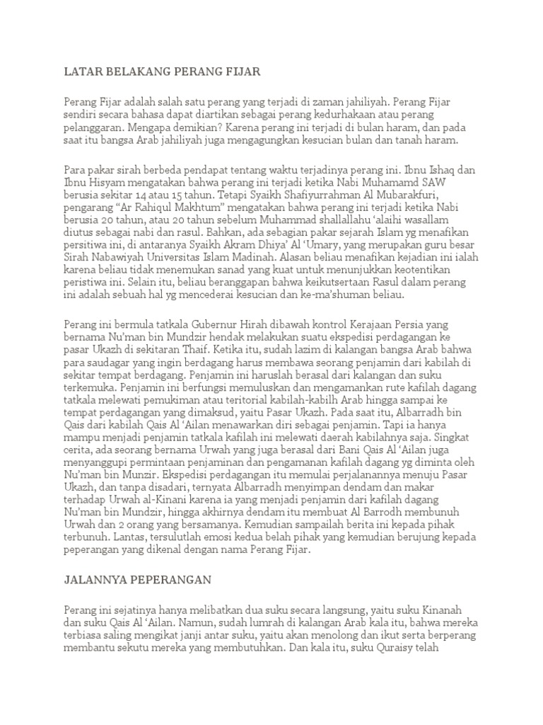Sejarah dan Dampak Perang Fijar | PDF | Agama & Spiritualitas