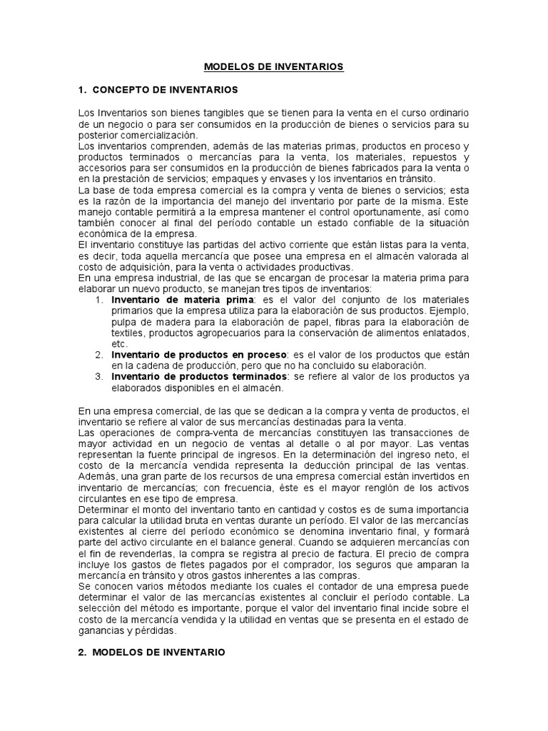 Modelo de Inventarios | PDF | Inventario | Contabilidad