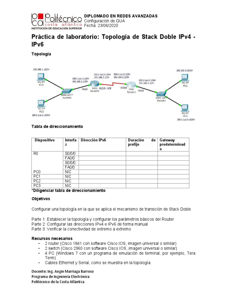 Topología de Dual-Stack IPv4-IPv6 | PDF | Yo Pv6 | Enrutador (Computación)