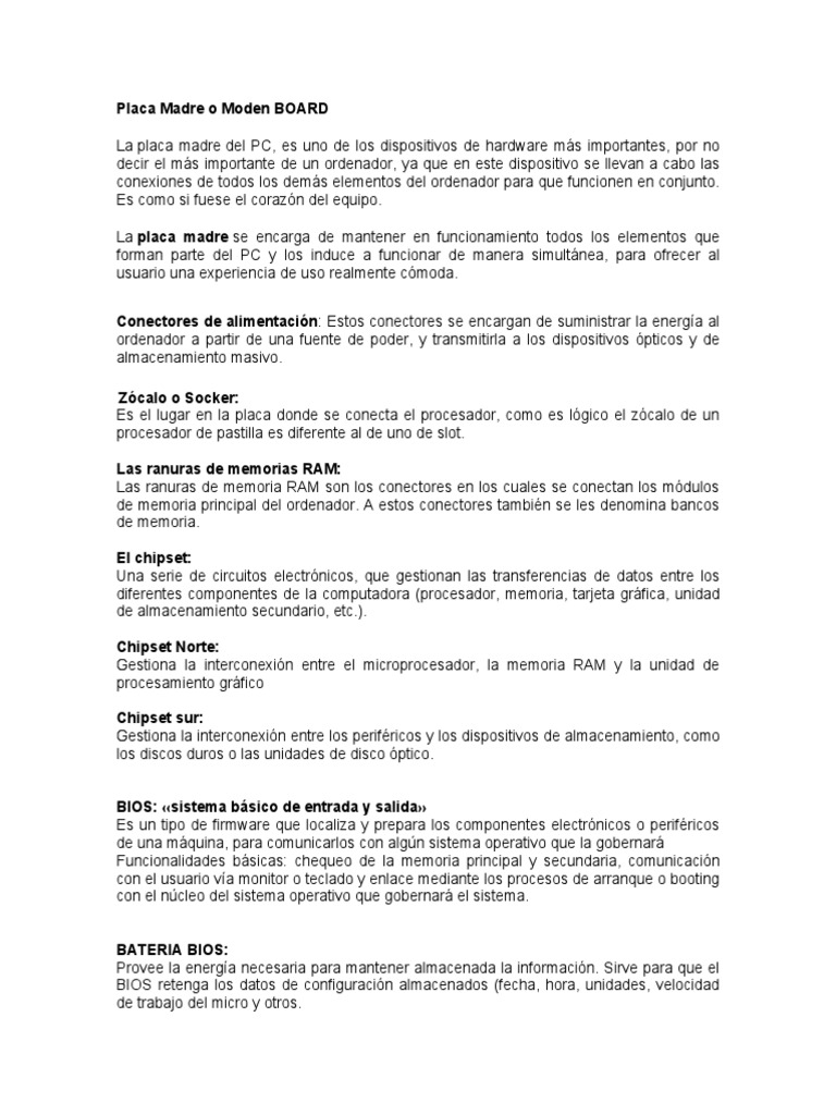 Placa Madre o Moden BOARD | PDF | Hardware de la computadora ...