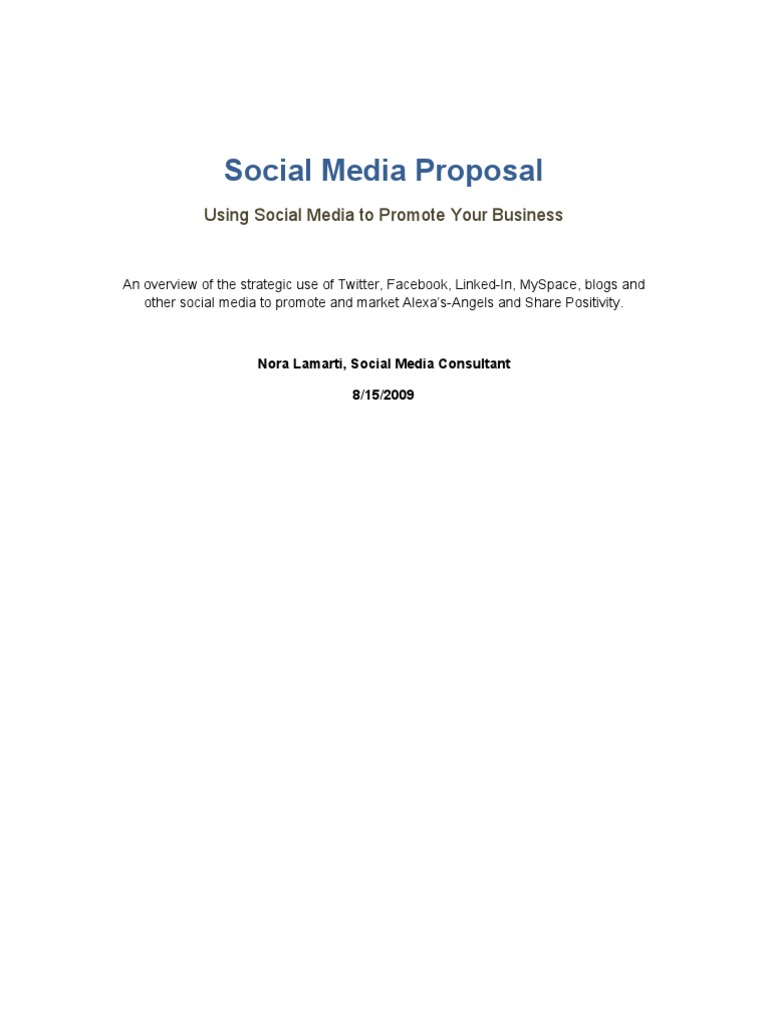 Social Media Plan Proposal | PDF | Facebook | Social Media