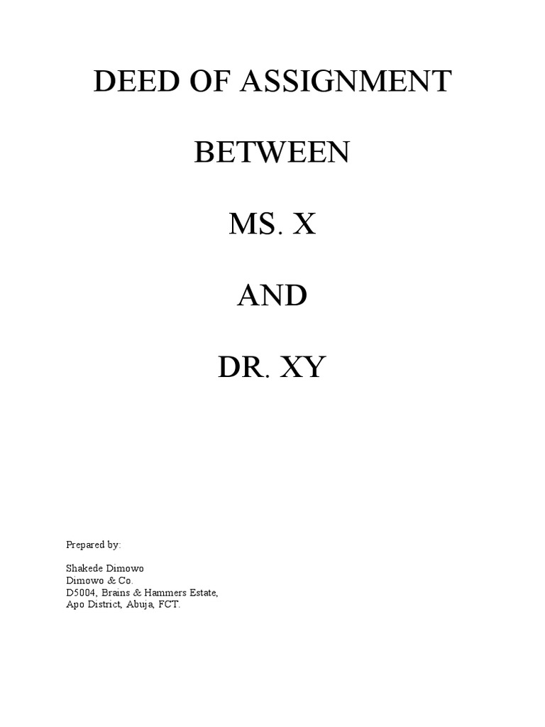 Draft Deed of Assignment | Download Free PDF | Assignment (Law ...