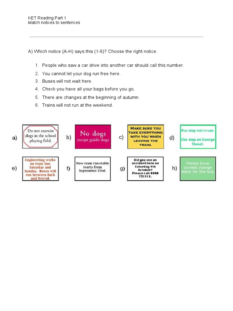 KET Reading Comprehension | PDF