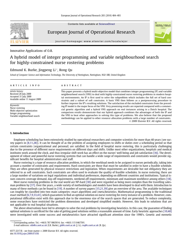 A Hybrid Model of Integer Programming and Variable Neighbourhood Search | PDF | Metaheuristic ...