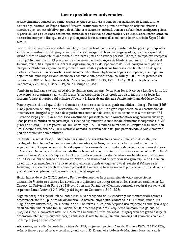 Las Exposiciones Universales | PDF