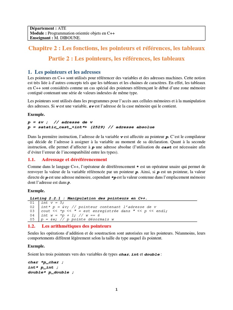 Pointeurs et Références en C++ | PDF | Pointeur (programmation) | C