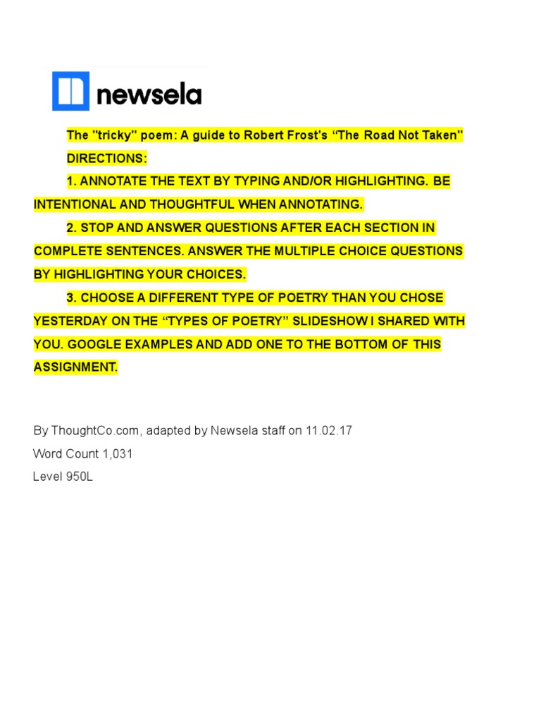 April 16th Tricky Poem Assignment | PDF | Poetry | Paragraph